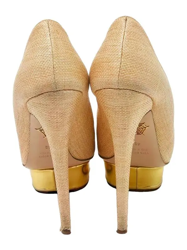 CHARLOTTE OLYMPIA Dolly Raffia Pumps - Brown