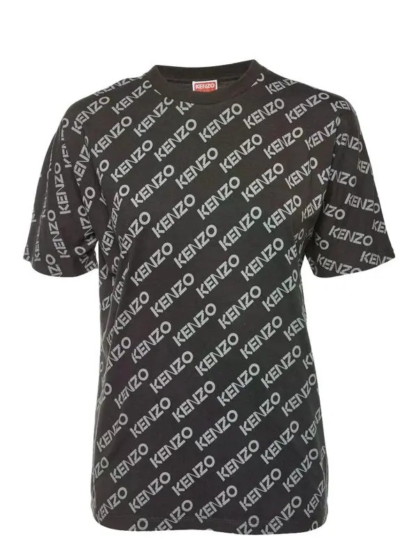 Kenzo All-over Logo Print T-shirt - Grey