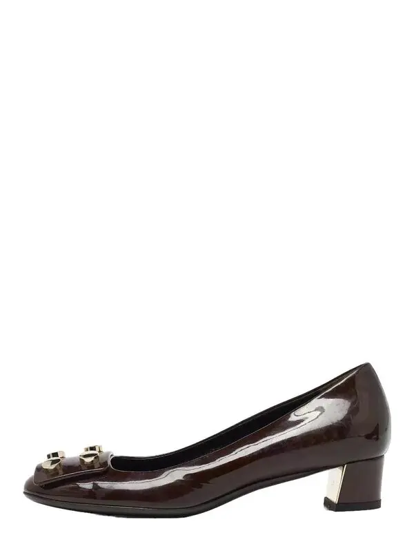 Gucci Patent Leather Pumps With Stud Embellishments - Brown