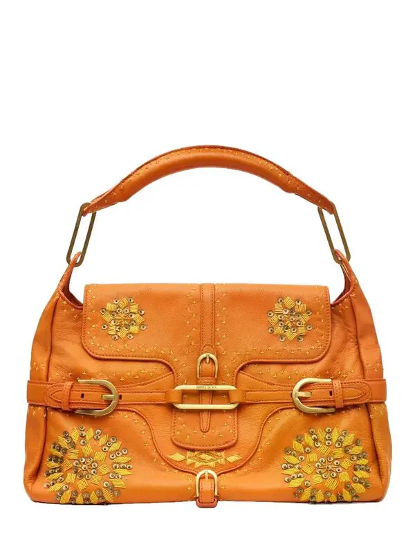 JIMMY CHOO Tulita Embroidered Top Handle Bag - Orange