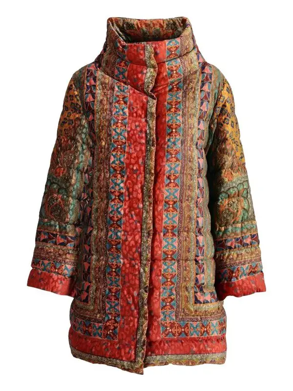 Etro Paisley Print Quilted Coat - Red