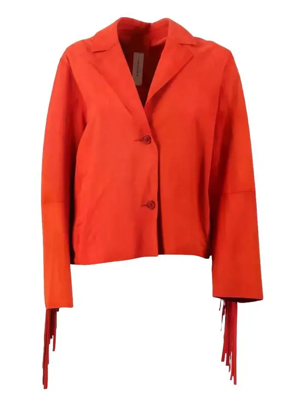 BULLY Fringe Detail Suede Jacket - Red