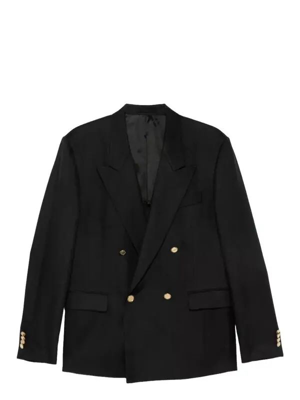 LARDINI Double-breasted Peak-lapels Jacket - Black