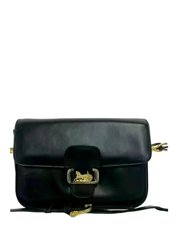 Celine Calfskin Horse Carriage Crossbody Bag - Black