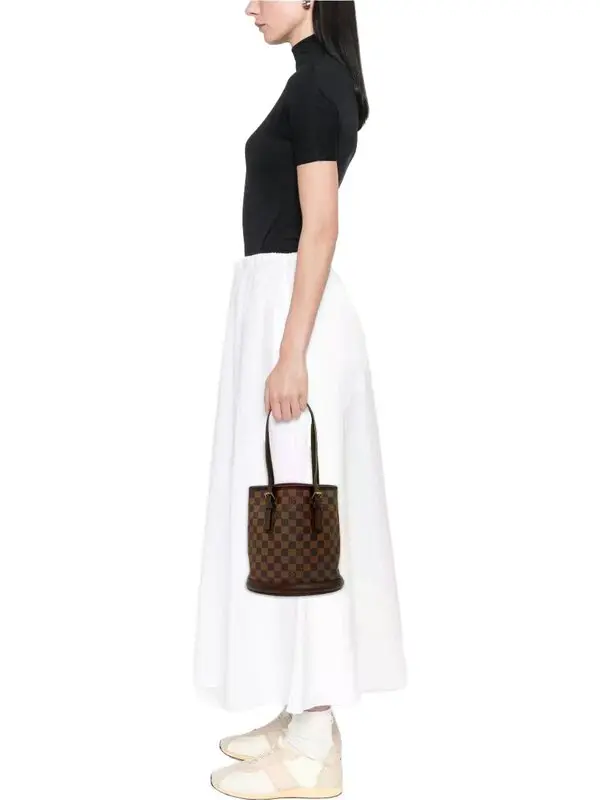 LOUIS VUITTON Damier Ebene Marais Bucket Bag - Brown