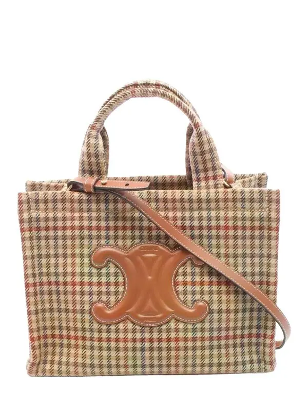 Celine Small Tweed Triomphe Cabas Thais Tote Satchel - Neutrals