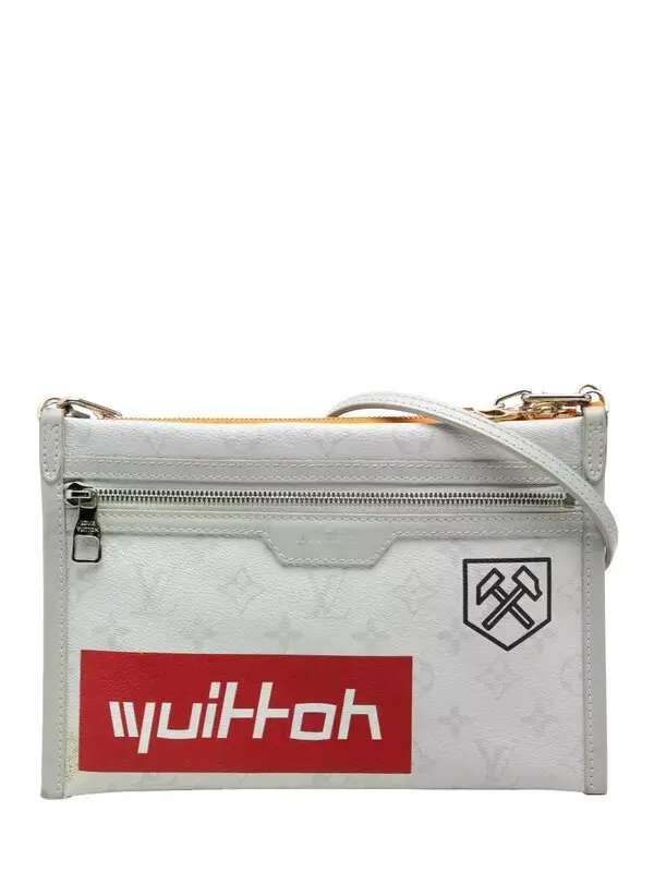 LOUIS VUITTON Monogram Antarctica Double Flat Messenger Bag - Grey