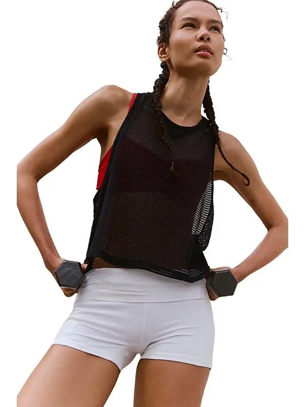 Free People Perforated Mesh Racerback Tank Top - Black