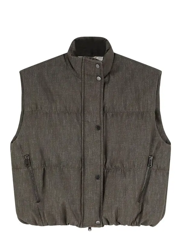 Brunello Cucinelli Sleeveless Down Jacket With Monile Detail - Multicolor