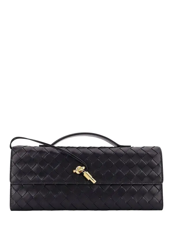 Bottega Veneta Andiamo Leather Clutch With Intrecciato Pattern - Multicolor