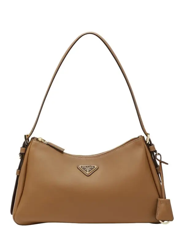 Prada Medium Leather Shoulder Bag - Brown
