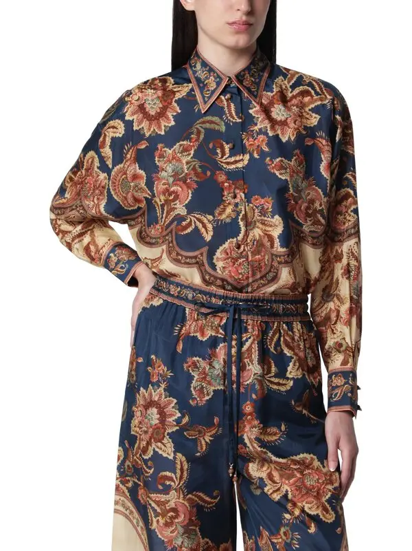 Zimmermann Aster Relaxed Navy Jacobean Shirt - Multicolor