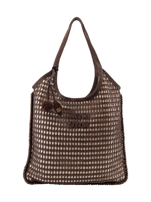 Miu Miu Crochet Mesh Shopping Bag With Tone-on-tone Logo - Multicolor