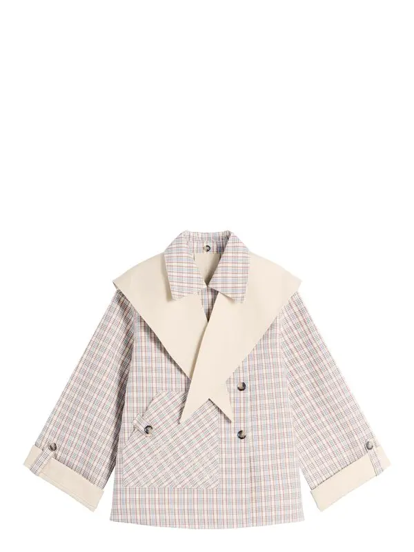 DAMSON MADDER Jerry Reversible Crop Trench Coat - Stone
