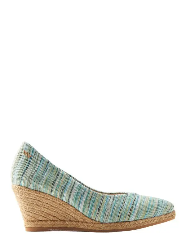 VISCATA Roses Archive Canvas V Cut Espadrille Wedges - Multicolor Blue