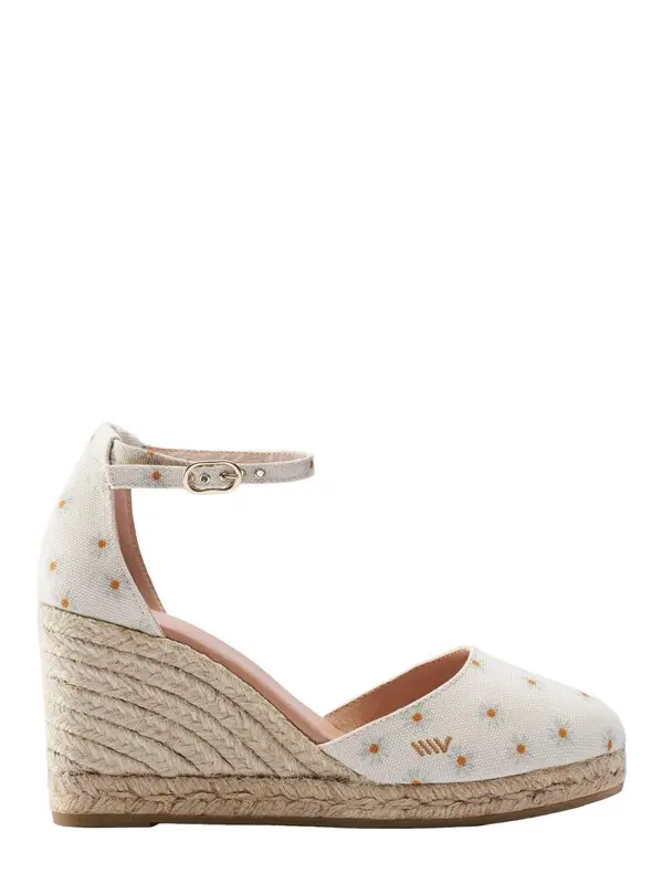 VISCATA Estartit Archive Canvas Espadrille Wedges With Ankle Strap - Daisy