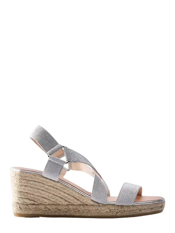 VISCATA Dalia Elastic Espadrille Wedge Sandals - Silver