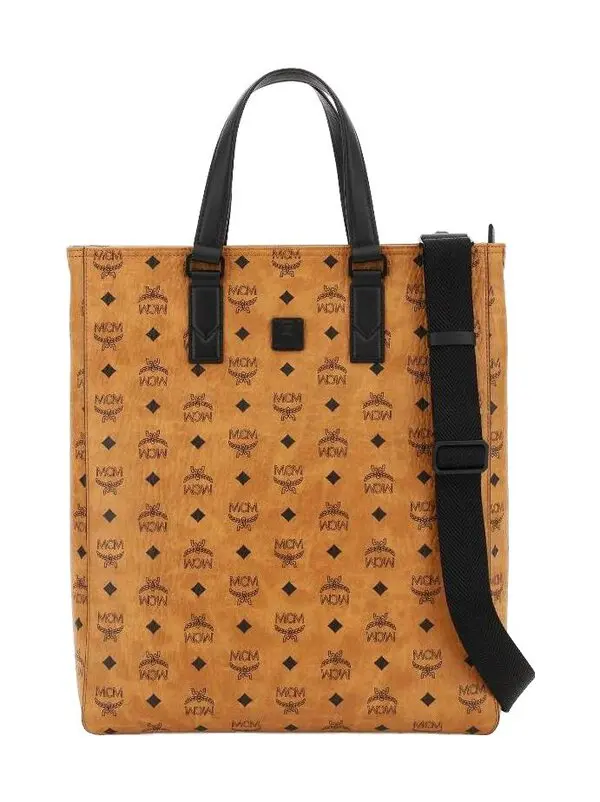 Mcm Klassik Allover Logo Printed Tote Bag - Brown