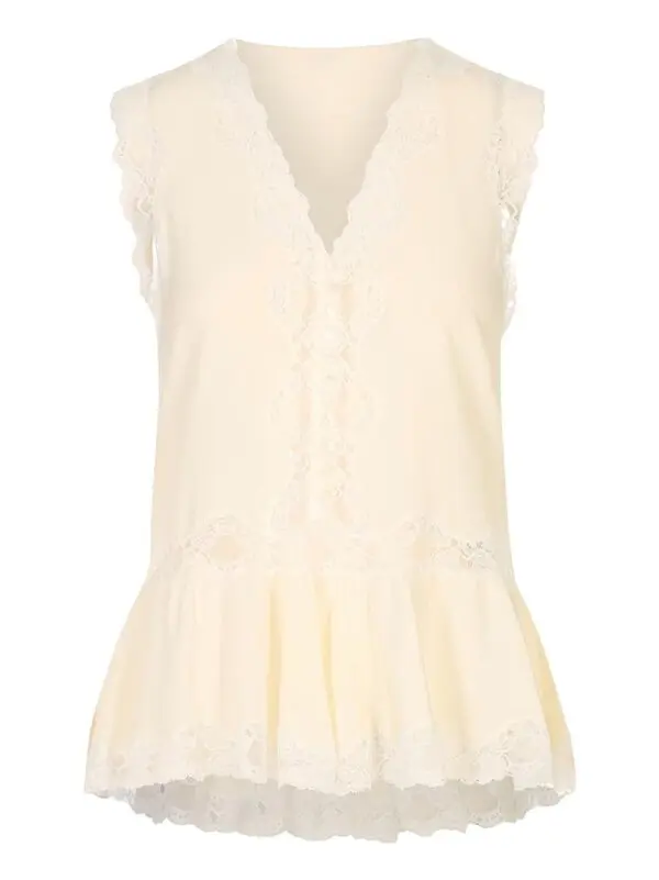 Chloé Sleeveless Ruffle Top - White