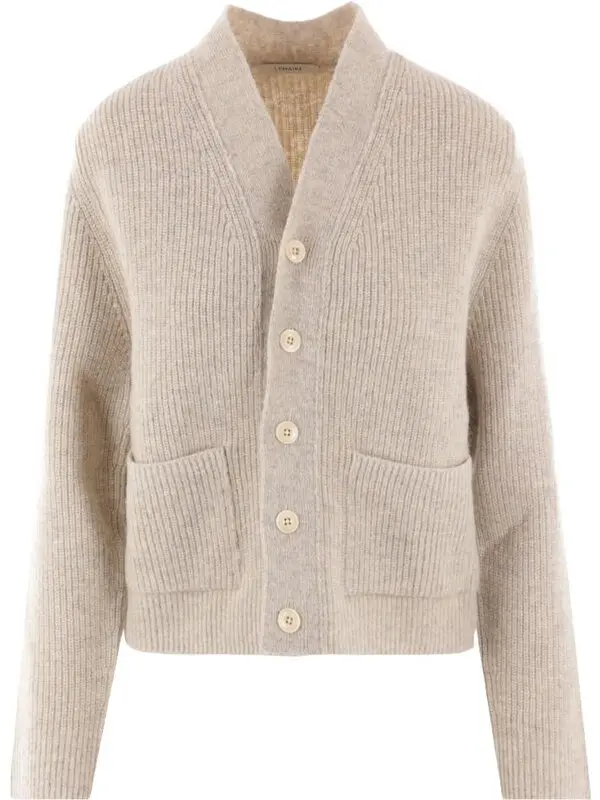 LEMAIRE V-neck Wool Cardigan - Chalk