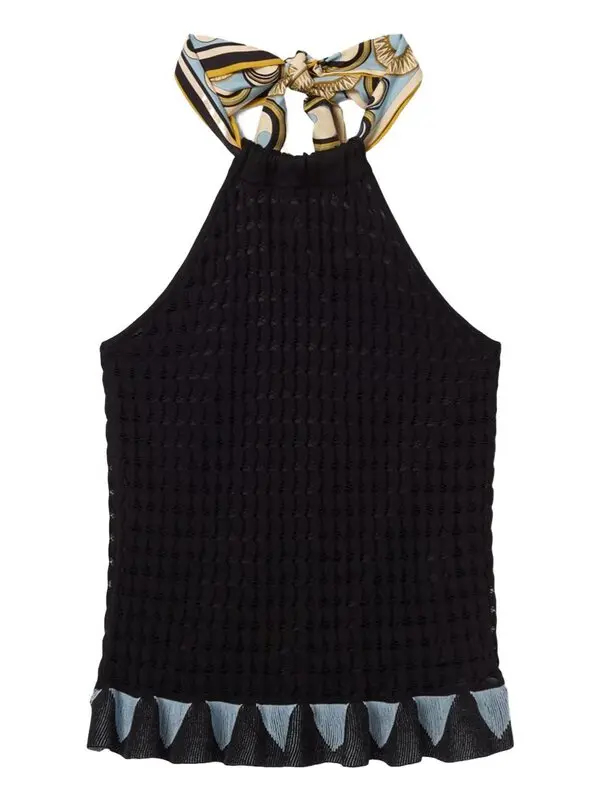 La DoubleJ Geometric Print Cape Top - Black