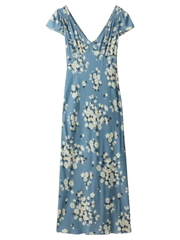 Rixo Floral-print Crepe Midi Dress - Blue