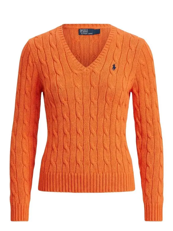 Polo Ralph Lauren Cable Knit V-neck Sweater - Orange