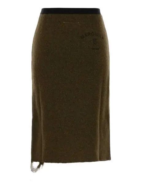 MAISON MARGIELA Distressed Knitted Midi Skirt - Black