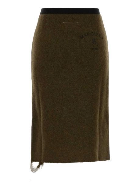 MAISON MARGIELA Wool Blend Midi Skirt - Black