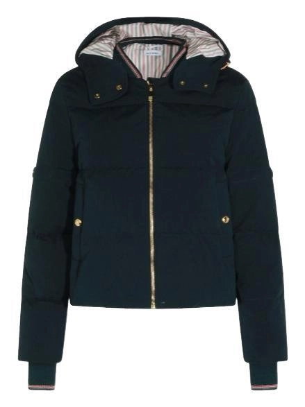 Thom Browne Hooded Down Jacket With Gold-tone Hardware - Black