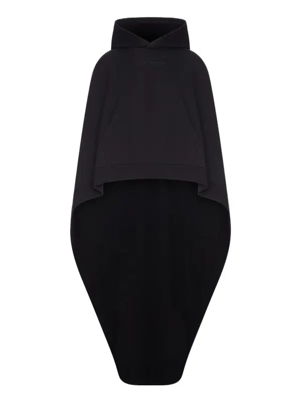 Balenciaga Asymmetric Embroidered-logo Hoodie - Black