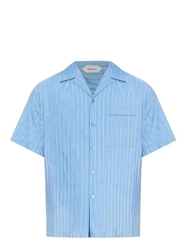 Versace Jacquard Short-sleeved Shirt - Blue