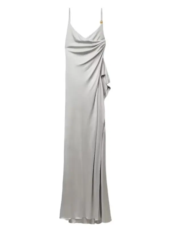 Versace Sleeveless V-neck Maxi Dress With Side Zipper - Grey