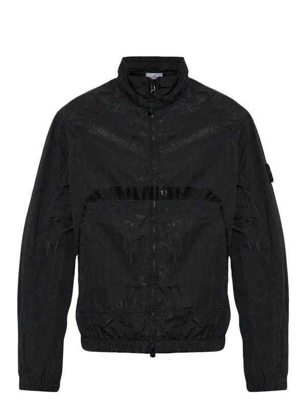 Stone Island Logo Patch Zip-up Jacket - Black