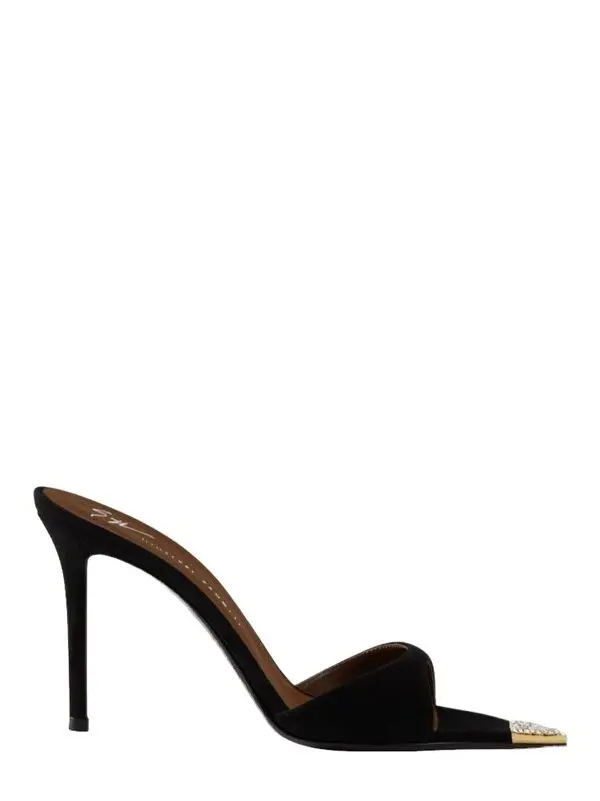 GIUSEPPE ZANOTTI Crystal-embellished Suede Pointed-toe Mule Sandals - Black