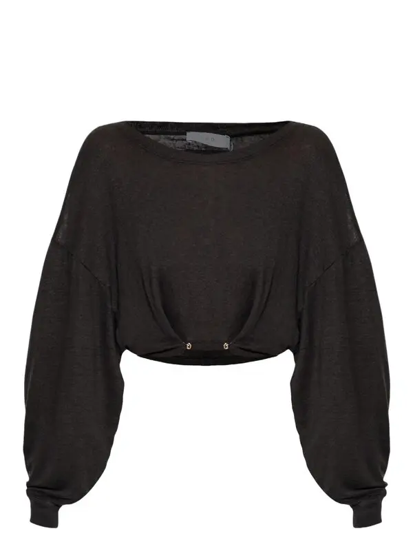 IRO PARIS Wide-sleeve Cropped Top With Buckle Detail - Black