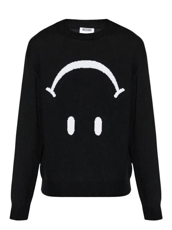 Moschino Smiley Face Crewneck Jumper - Black