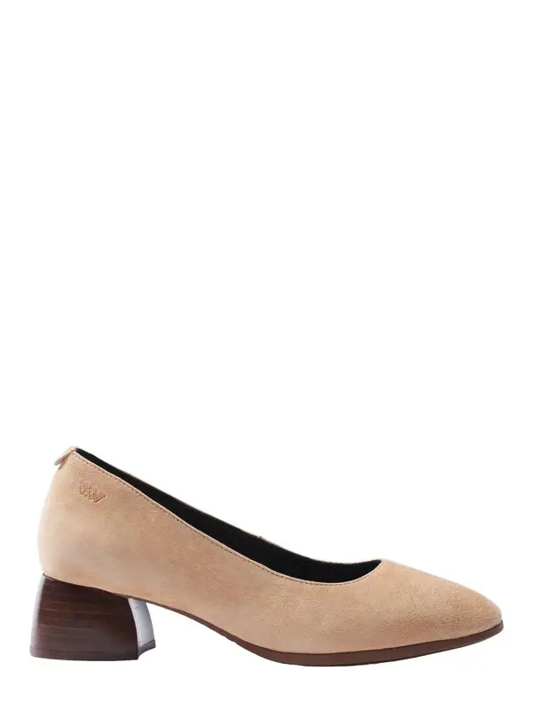 VISCATA Milan Low Block Heel Suede Pumps - Camel