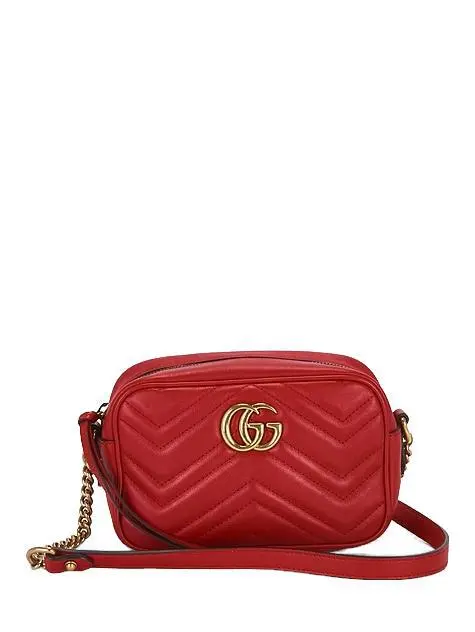 FWRD RENEW Gucci Mini Gg Marmont Shoulder Bag - Red
