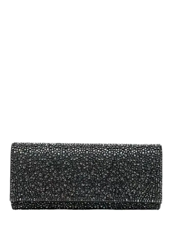 TWENTY FOURHAITCH Huma Crystal-embellished Fold-over Clutch Bag - Black
