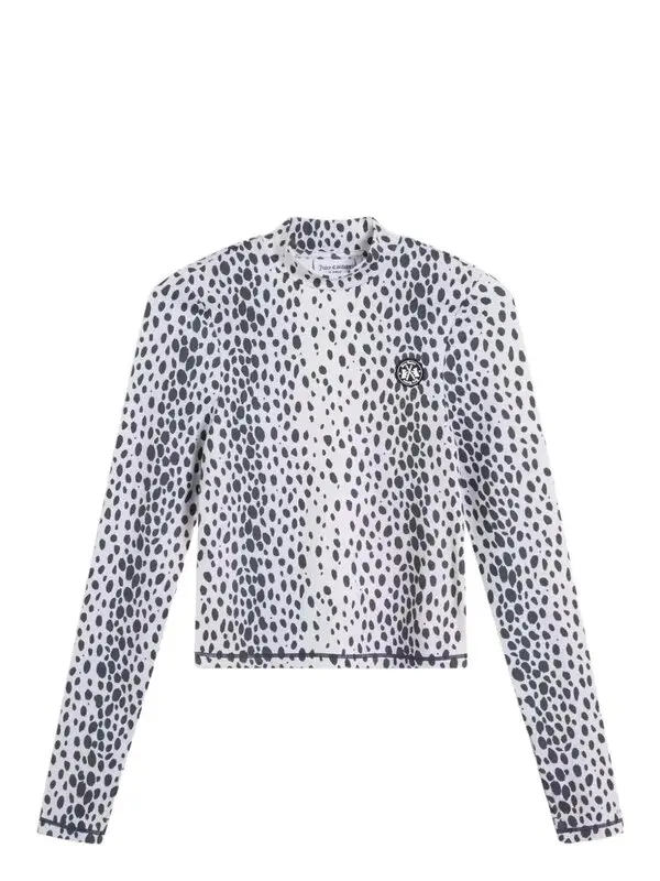 Juicy Couture Cheetah Print Mock Neck Long Sleeve Top - Neutrals