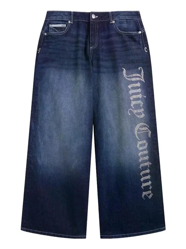 Juicy Couture Diamanté Embellished Wide-leg Jeans - Blue