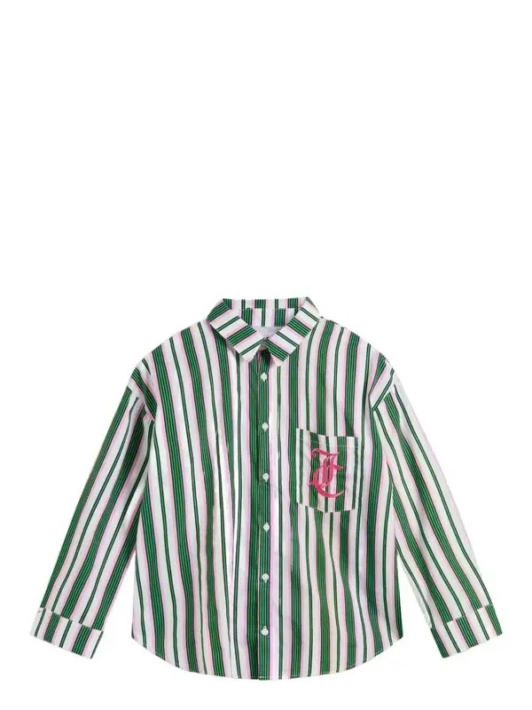 Juicy Couture Striped Embroidered Logo Pajama Shirt - Green