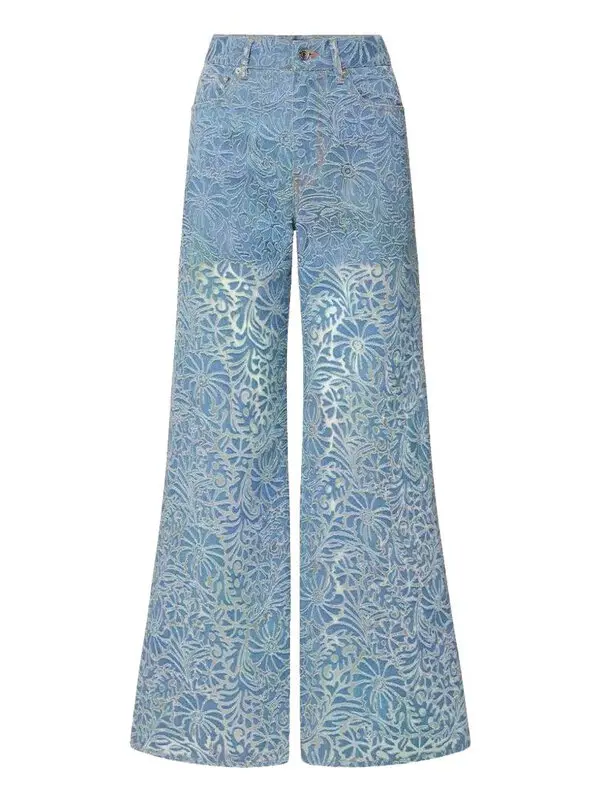 Veronica Beard Taylor Floral Devoré Jeans - Blue