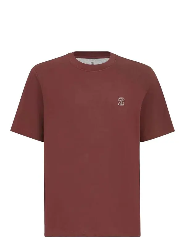 Brunello Cucinelli Cotton Jersey Crew-neck T-shirt With Logo - Red