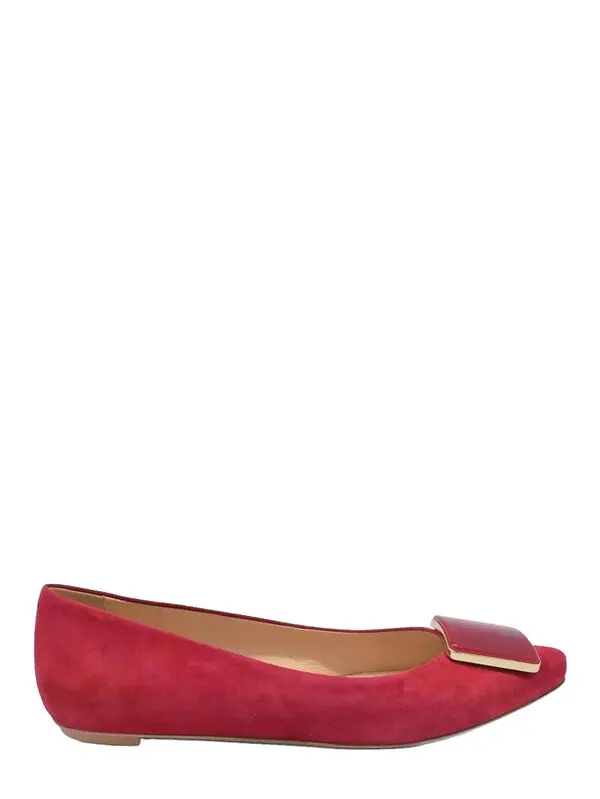 TOD'S Square Gem Stone Detail Ballerina - Red