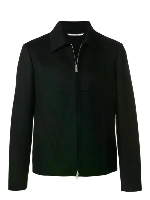Valentino Garavani Vltn Virgin Wool-cashmere Blend Jacket - Black