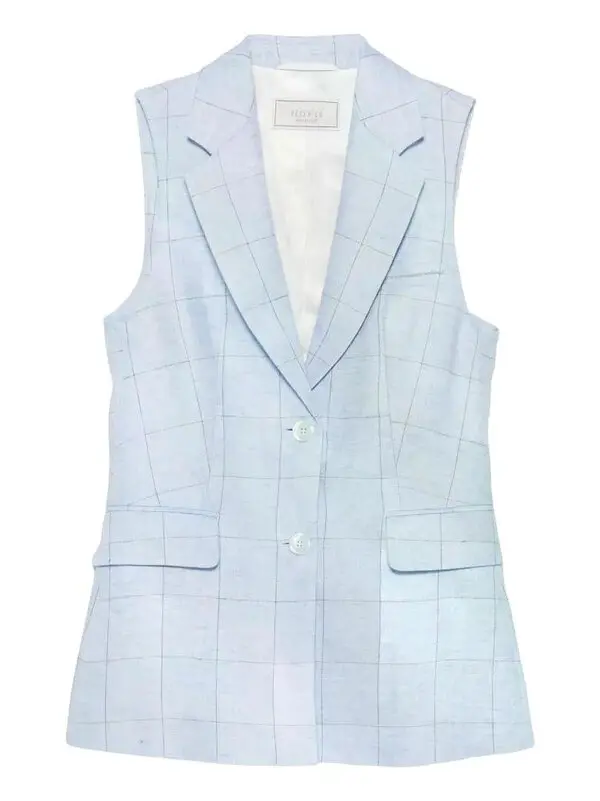 Peserico Single-breasted Linen Waistcoat - Blue