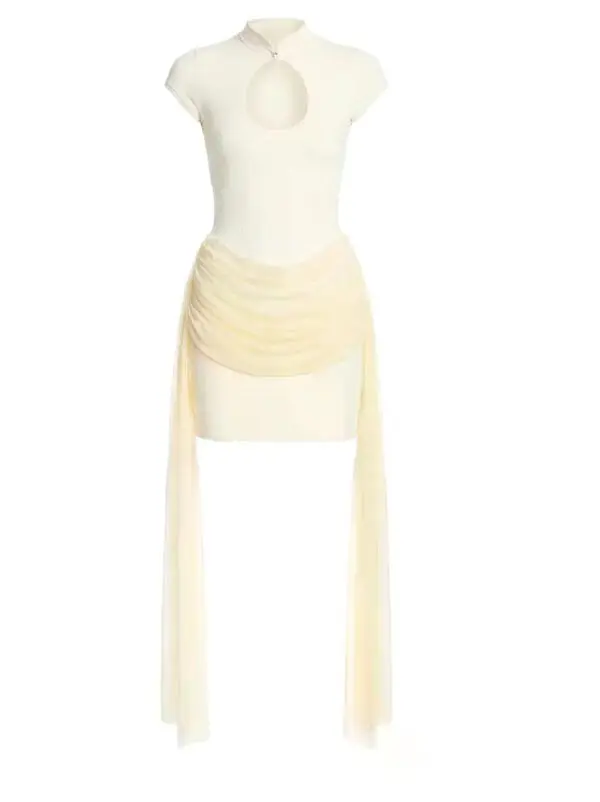 AXEL 113 Khy Cut-out Draped Mini Dress - Neutrals