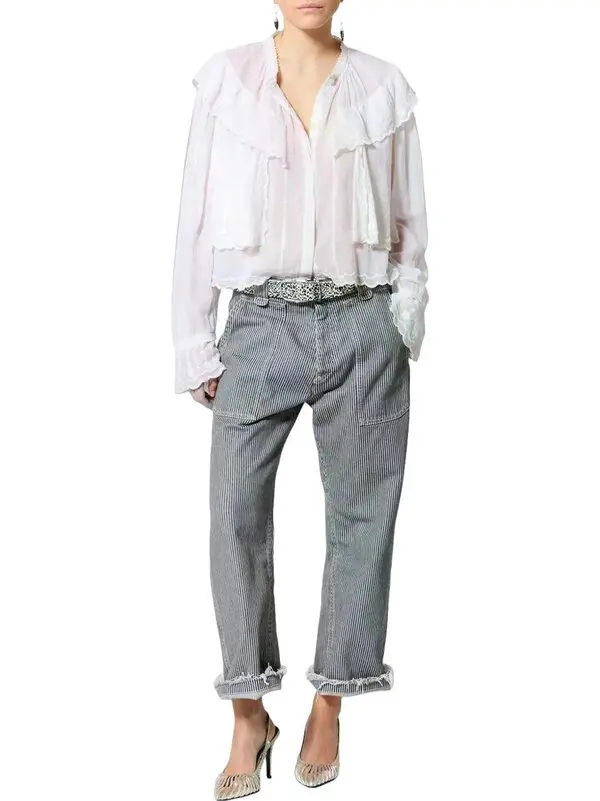 MARANT ETOILE Ermina Pinstriped Twill Trousers - Blue